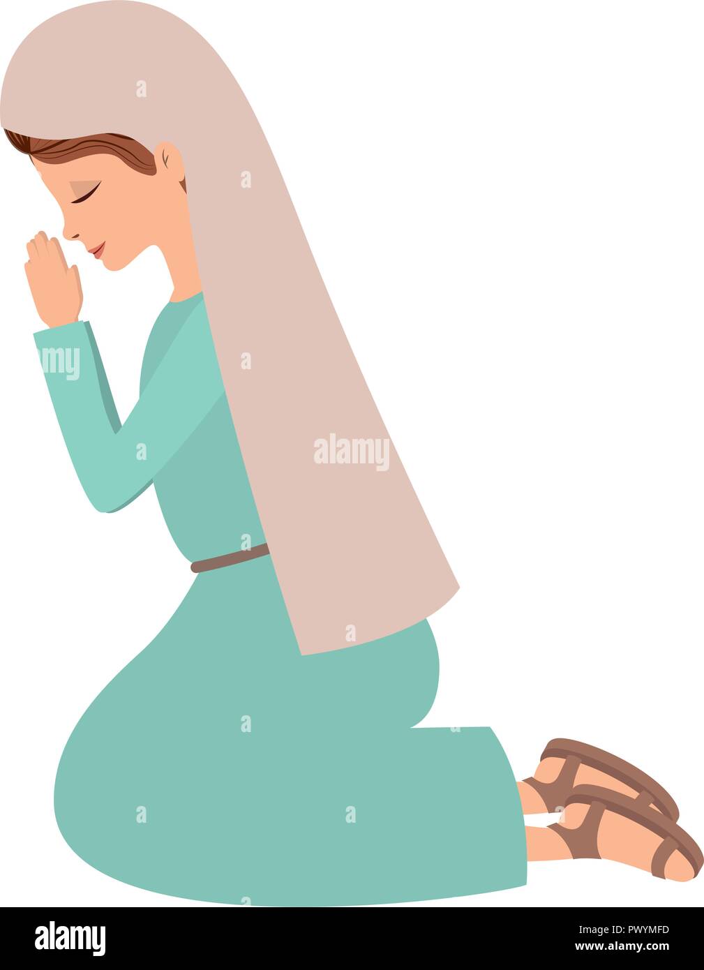 cute mary virgin praying character Stock Vector Image & Art - Alamy