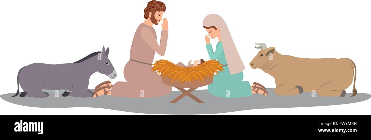 holy family and animals manger characters Stock Vector Image & Art - Alamy