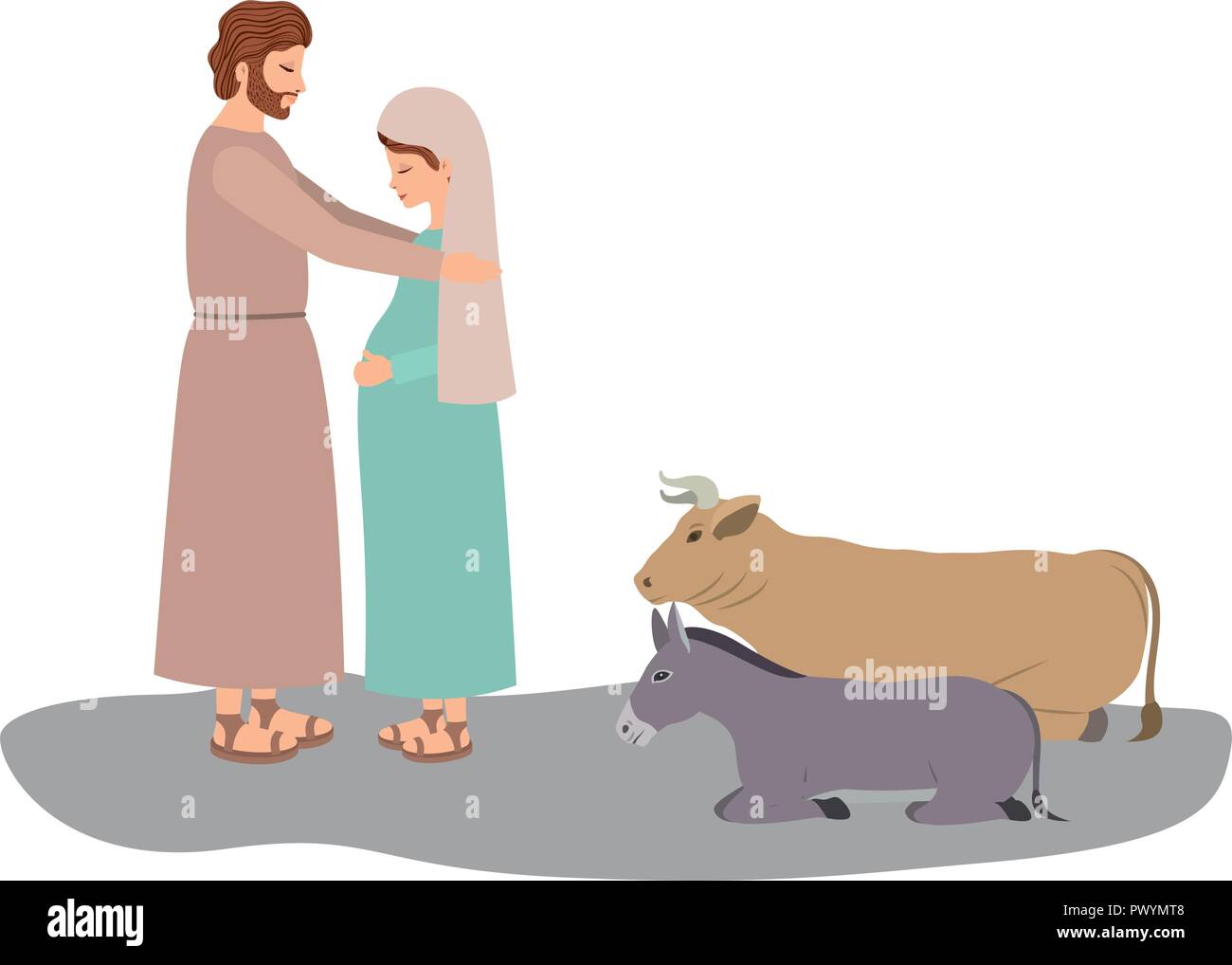 virgin mary and saint joseph with animals Stock Vector Image & Art - Alamy