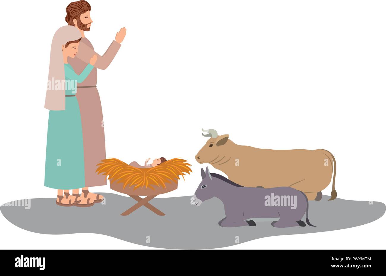 holy family and animals manger characters Stock Vector Image & Art - Alamy