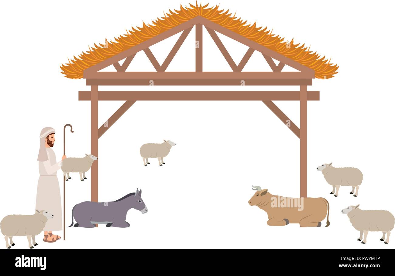 Shepherd cartoon sheep donkey cow hi-res stock photography and images ...