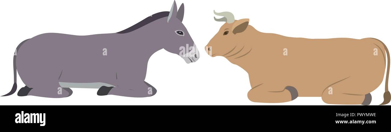 cute mule and ox manger characters Stock Vector Image & Art - Alamy