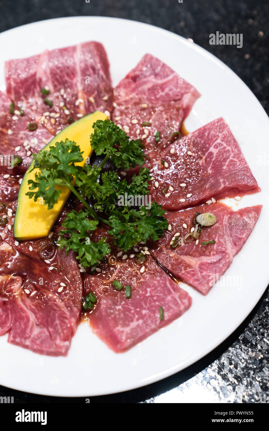 Raw premium wagyu beef meat for japanese yakiniku Stock Photo - Alamy