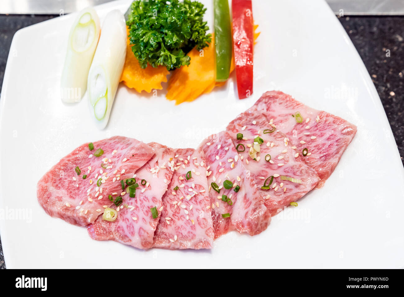 Raw premium wagyu beef meat for japanese yakiniku Stock Photo - Alamy