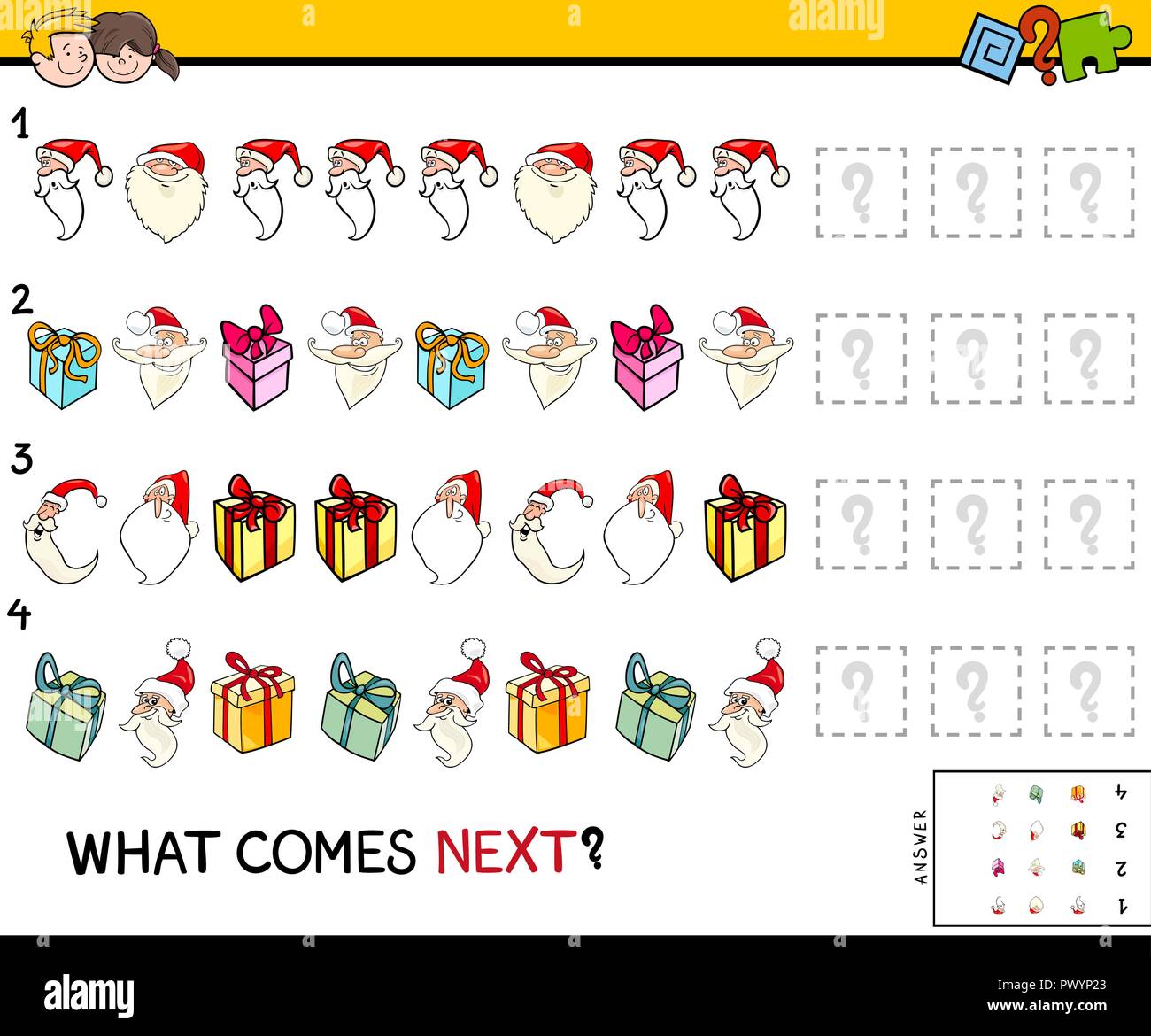 Cartoon Illustration of Completing the Pattern Educational Game for ...