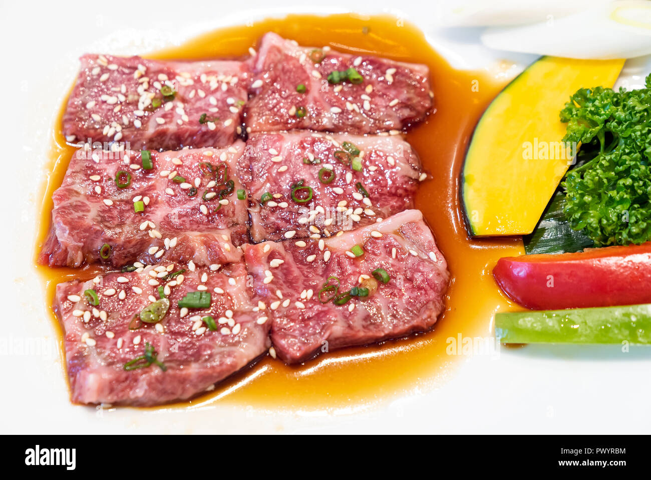 Sliced raw japanese wagyu beef hi-res stock photography and images - Alamy