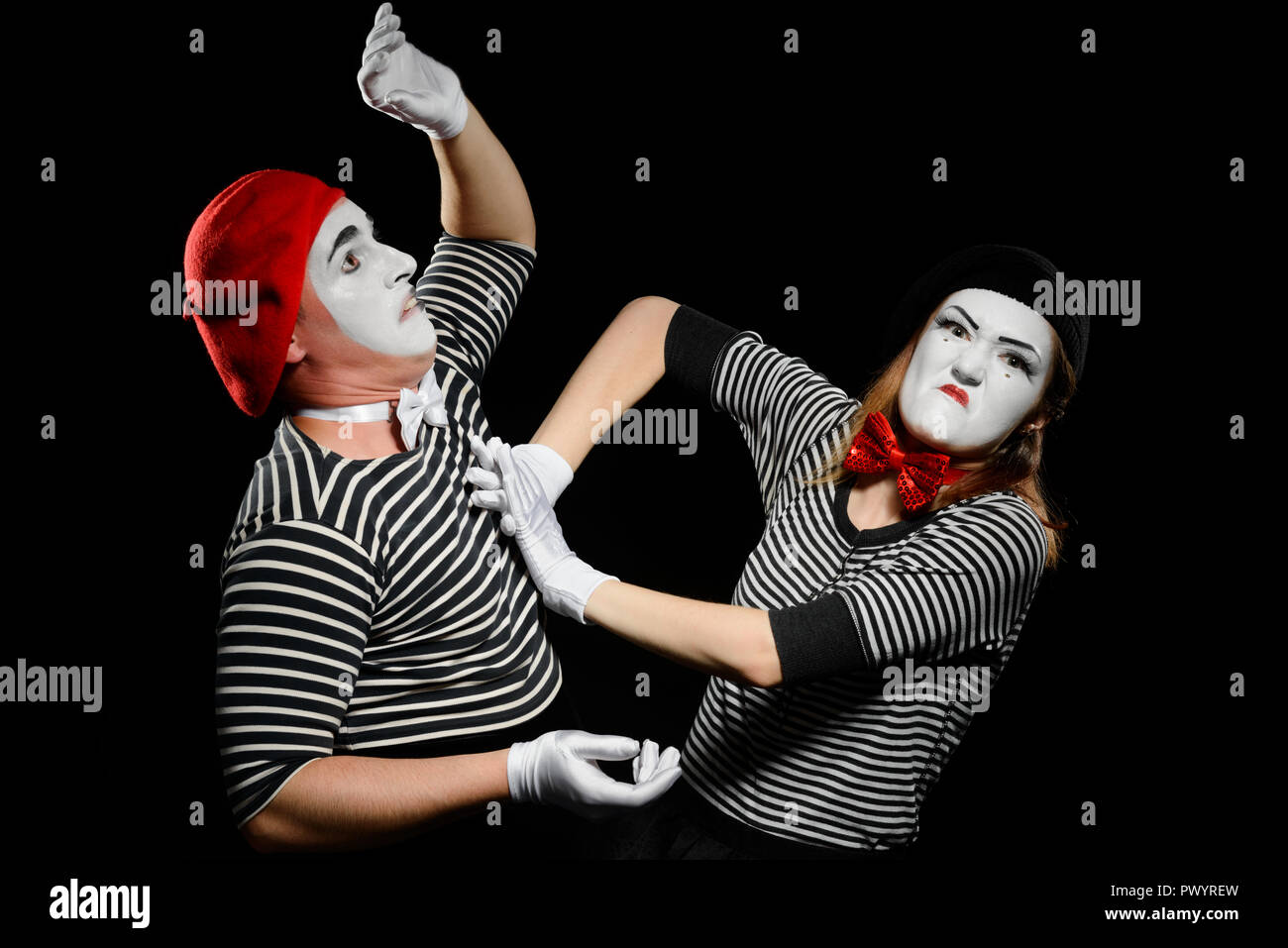 Drama between two mimes Stock Photo - Alamy