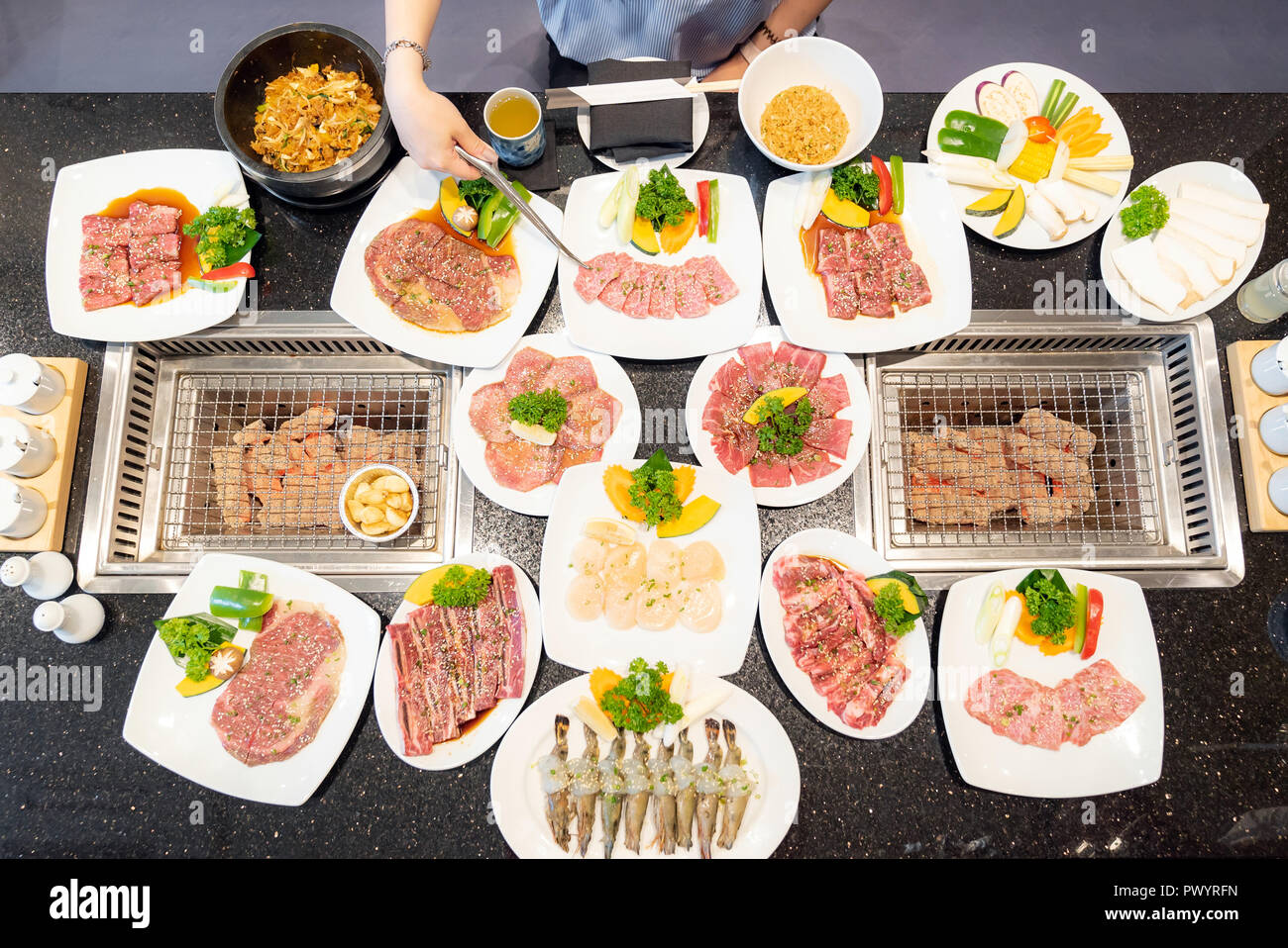 Japan grill restaurant table hi-res stock photography and images - Alamy