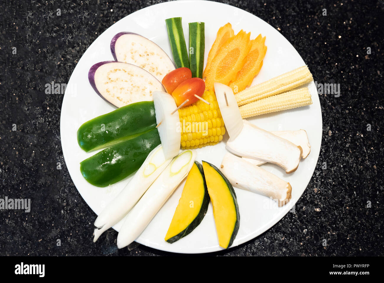 Vegetable set for japanese grilled yakiniku Stock Photo - Alamy