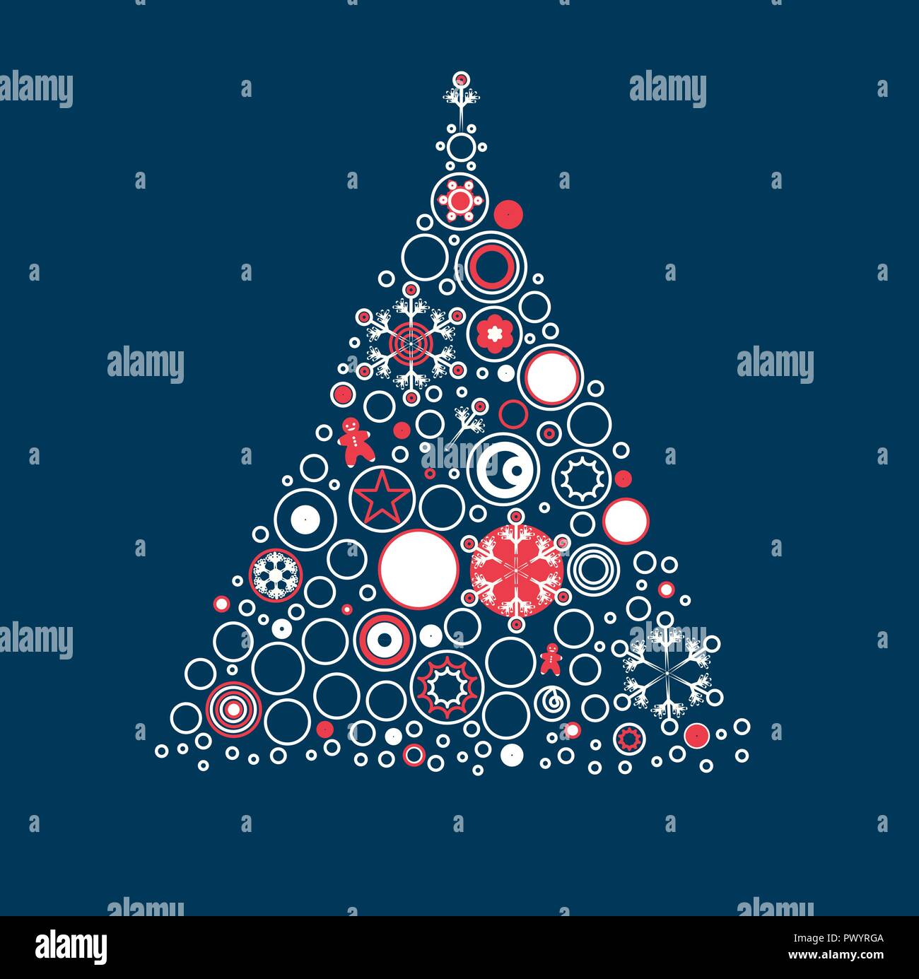 Creative Christmas tree of balls and other shapes vector illustration ...