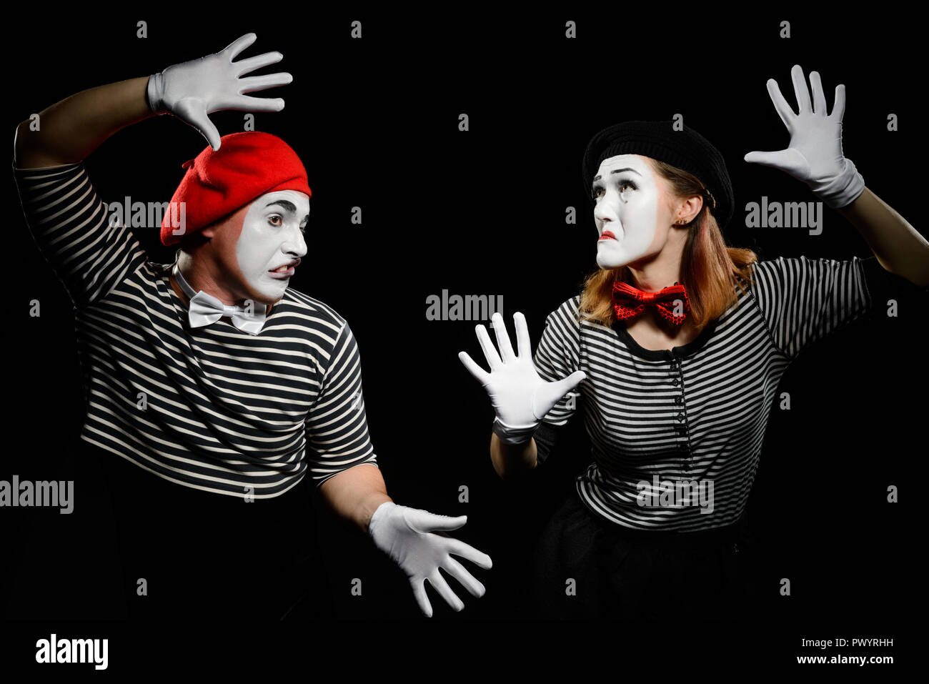 Mimes hit invisible wall Stock Photo - Alamy