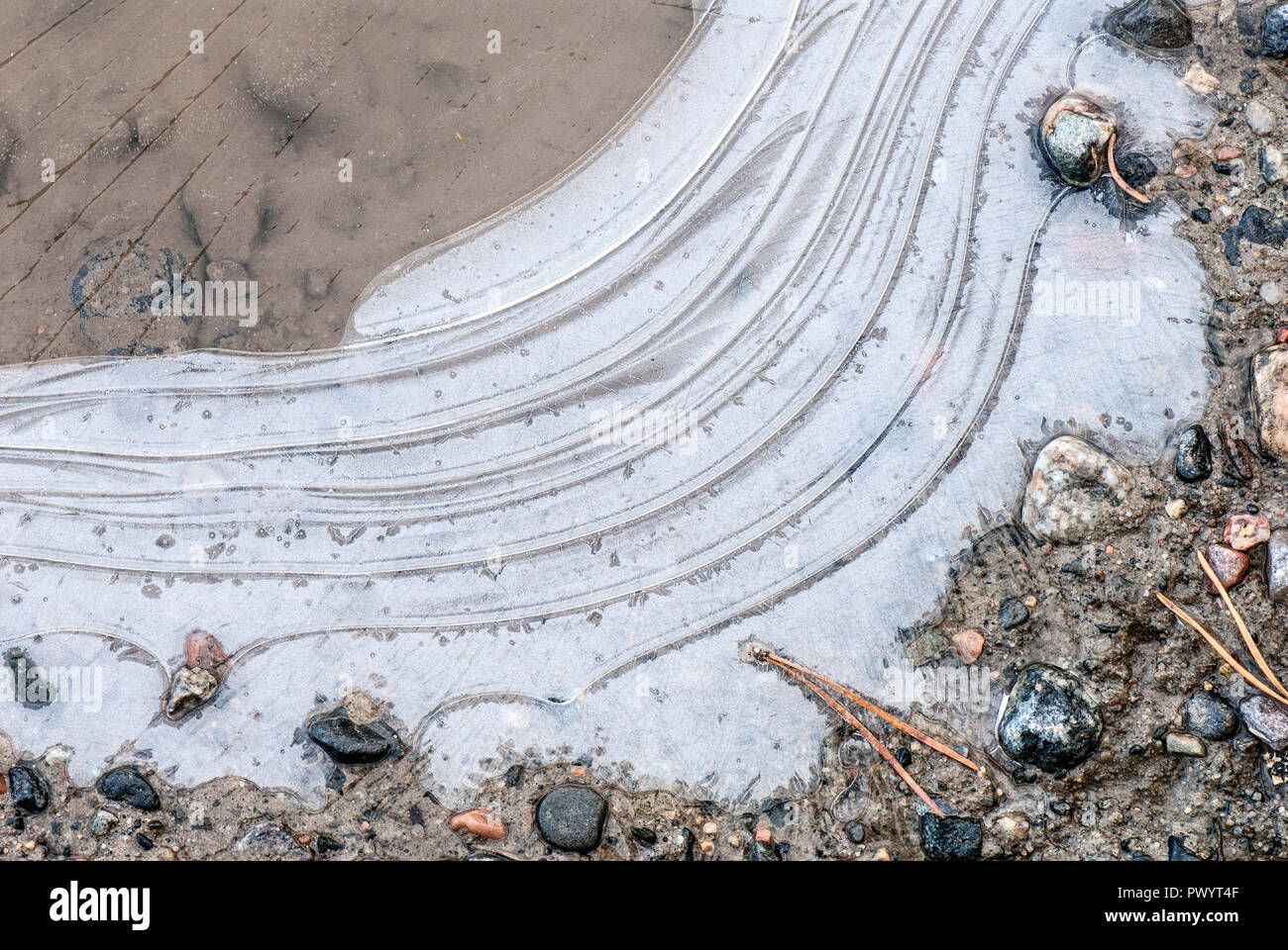 Frozen puddle close-up Stock Photo - Alamy