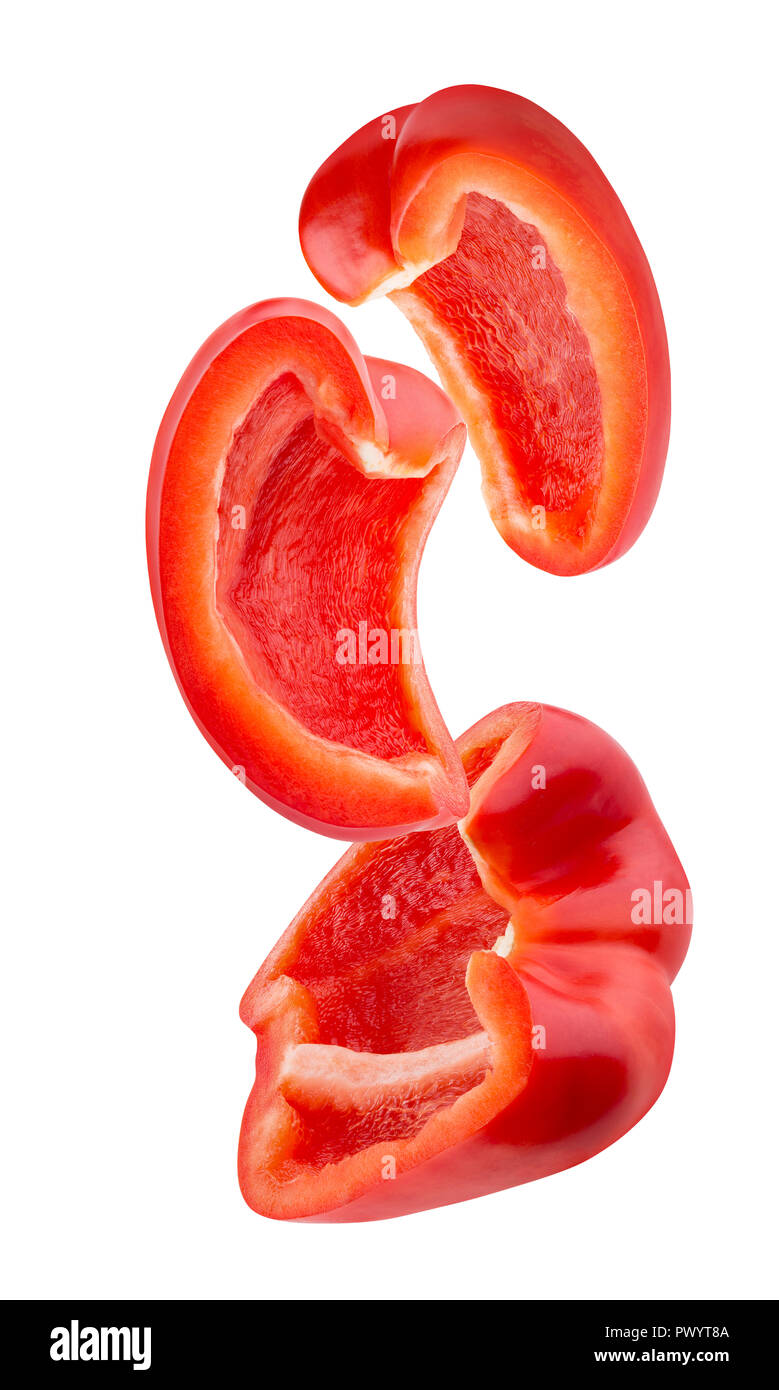 red pepper slices isolated on a white background Stock Photo - Alamy