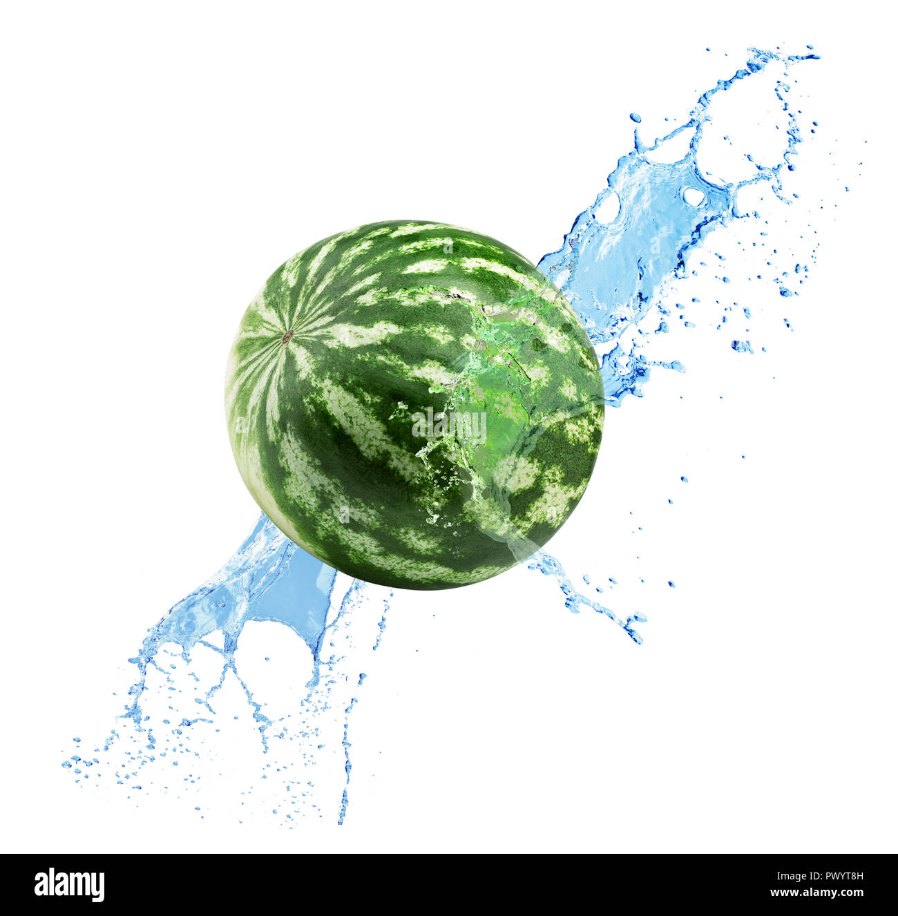 watermelon in water splash on a white background Stock Photo - Alamy