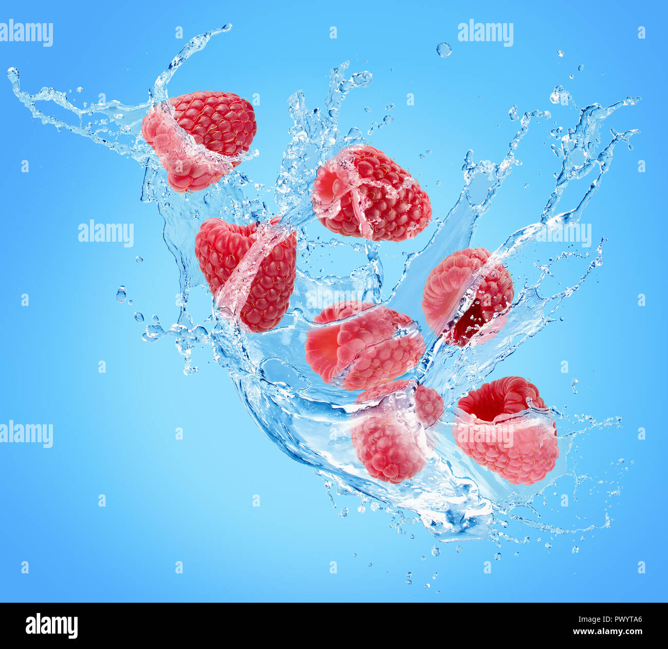 Raspberries water splashing hi-res stock photography and images - Alamy