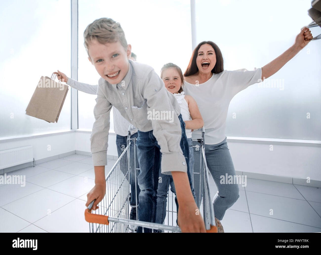 Woman and son in hurry hi-res stock photography and images - Alamy