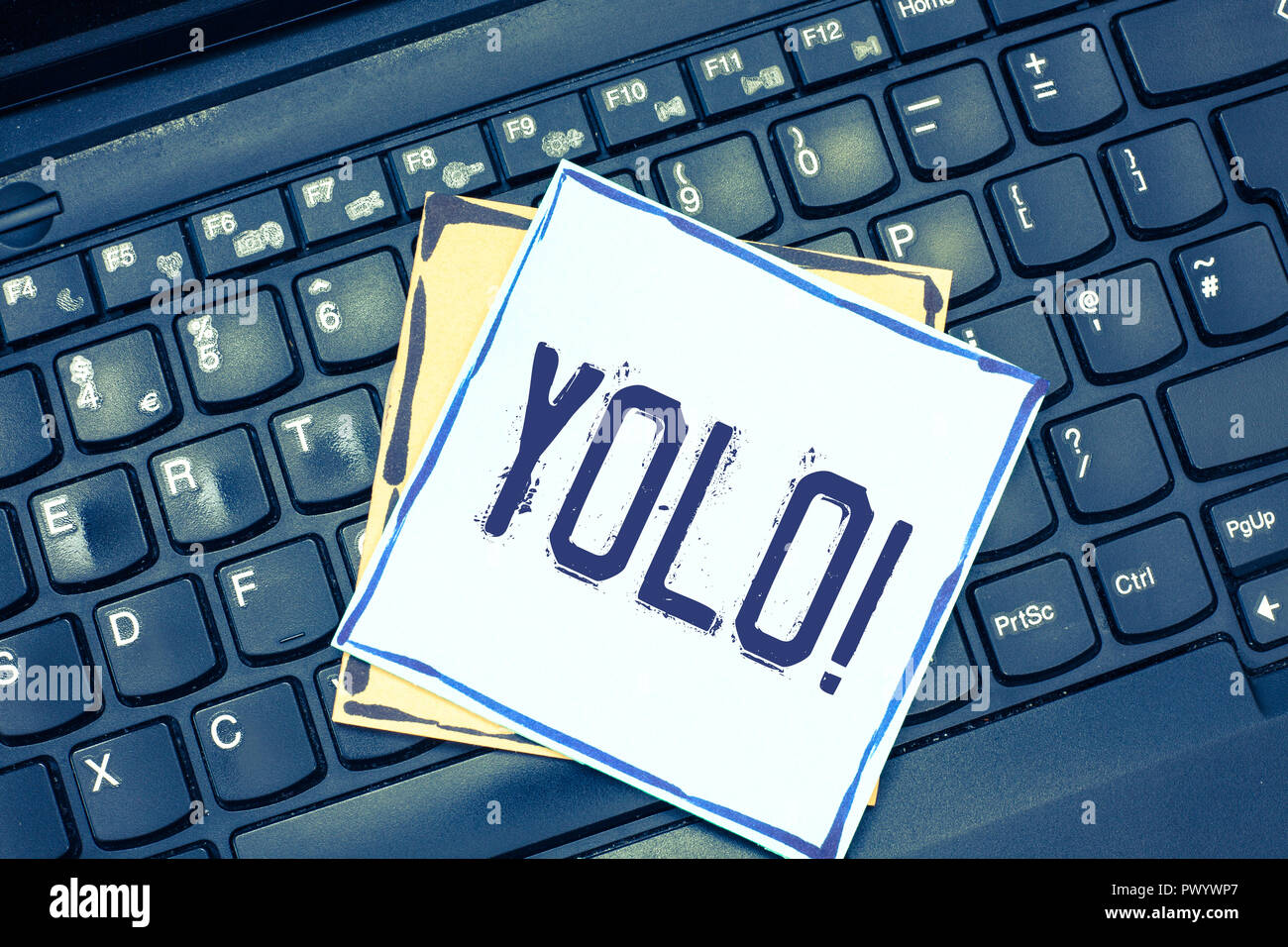 Handwriting text writing Yolo. Concept meaning stand for You only live ...