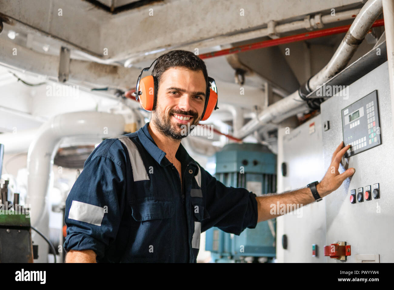 Marine engineer officer working in hi-res stock photography and images ...