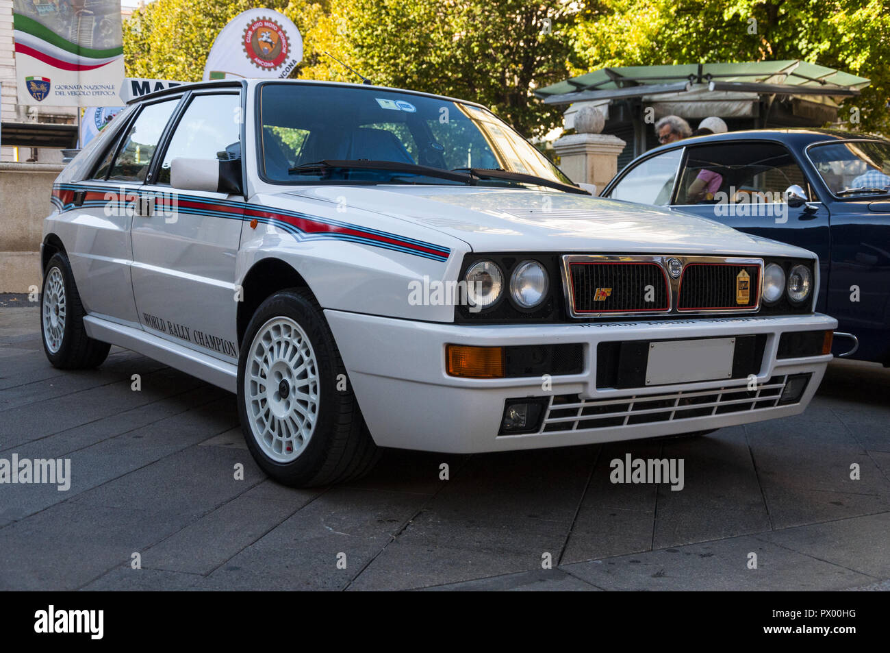 ANCONA , ITALY - SET 23 - 2018 : LANCIA DELTA INTEGRALE MARTINI old car ...