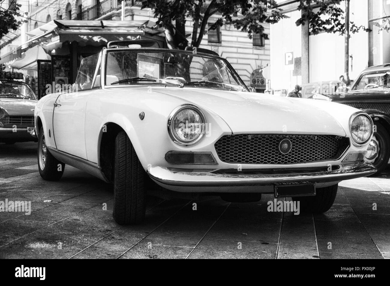 Fiat spider 124 vintage car Black and White Stock Photos & Images - Alamy