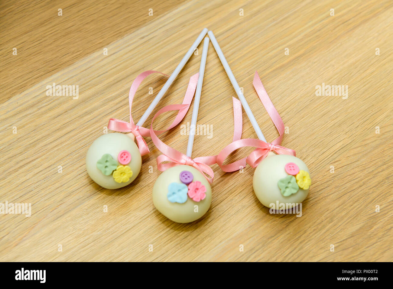 Three homemade cakepops Stock Photo - Alamy