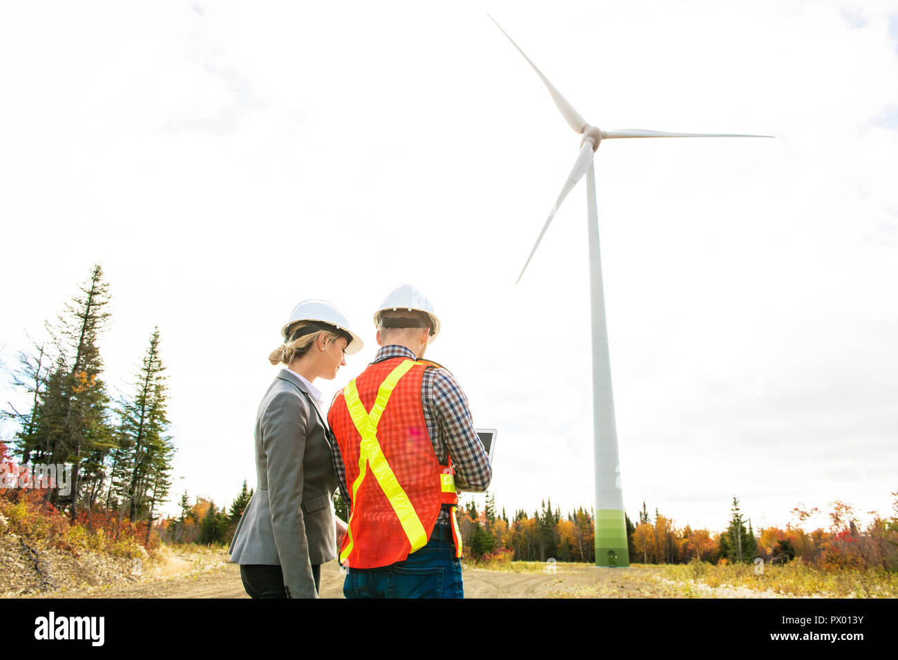 A Technician team Engineer in Wind Turbine Power Generator Station ...
