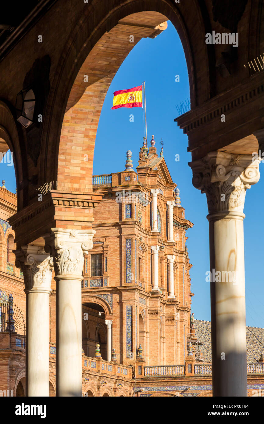 Main building at Plaza de España, Seville, Andalusia, Spain, Europe ...