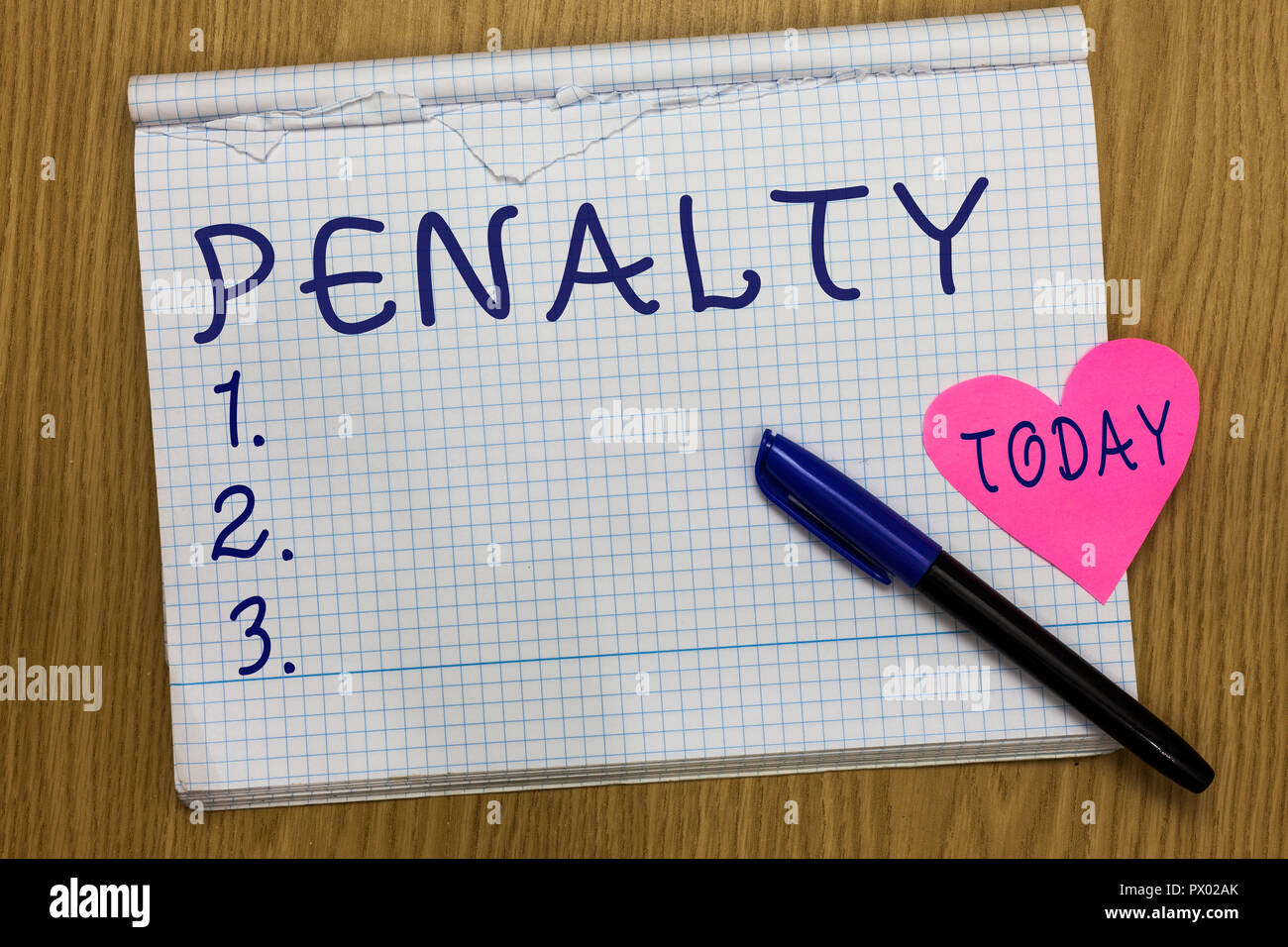 Writing note showing Penalty. Business photo showcasing Punishment ...