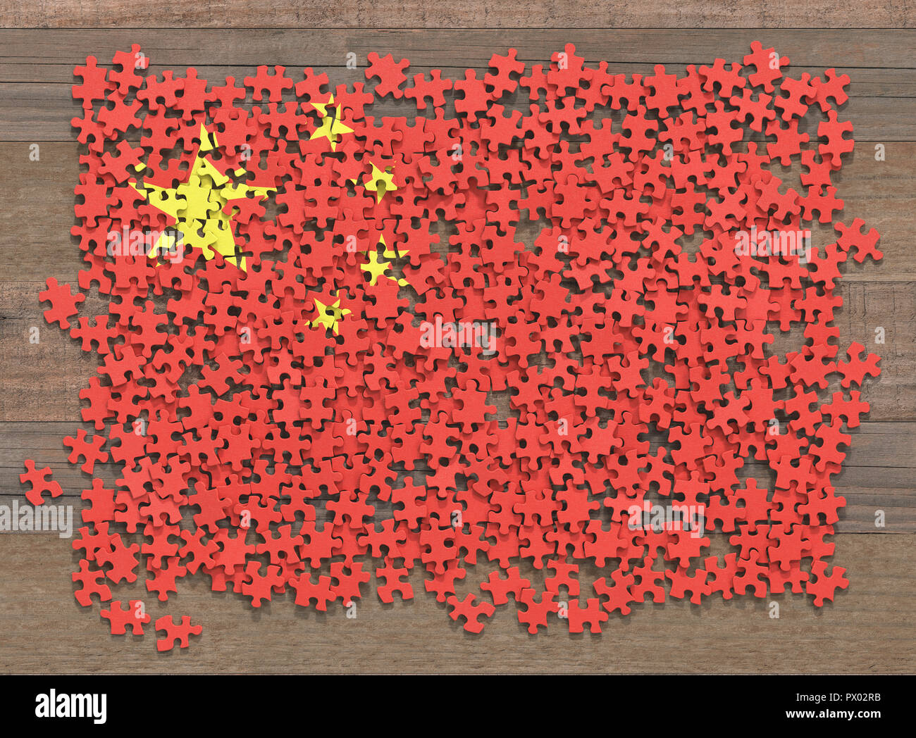 Flag of the China in disorganized pieces of a puzzle Stock Photo - Alamy