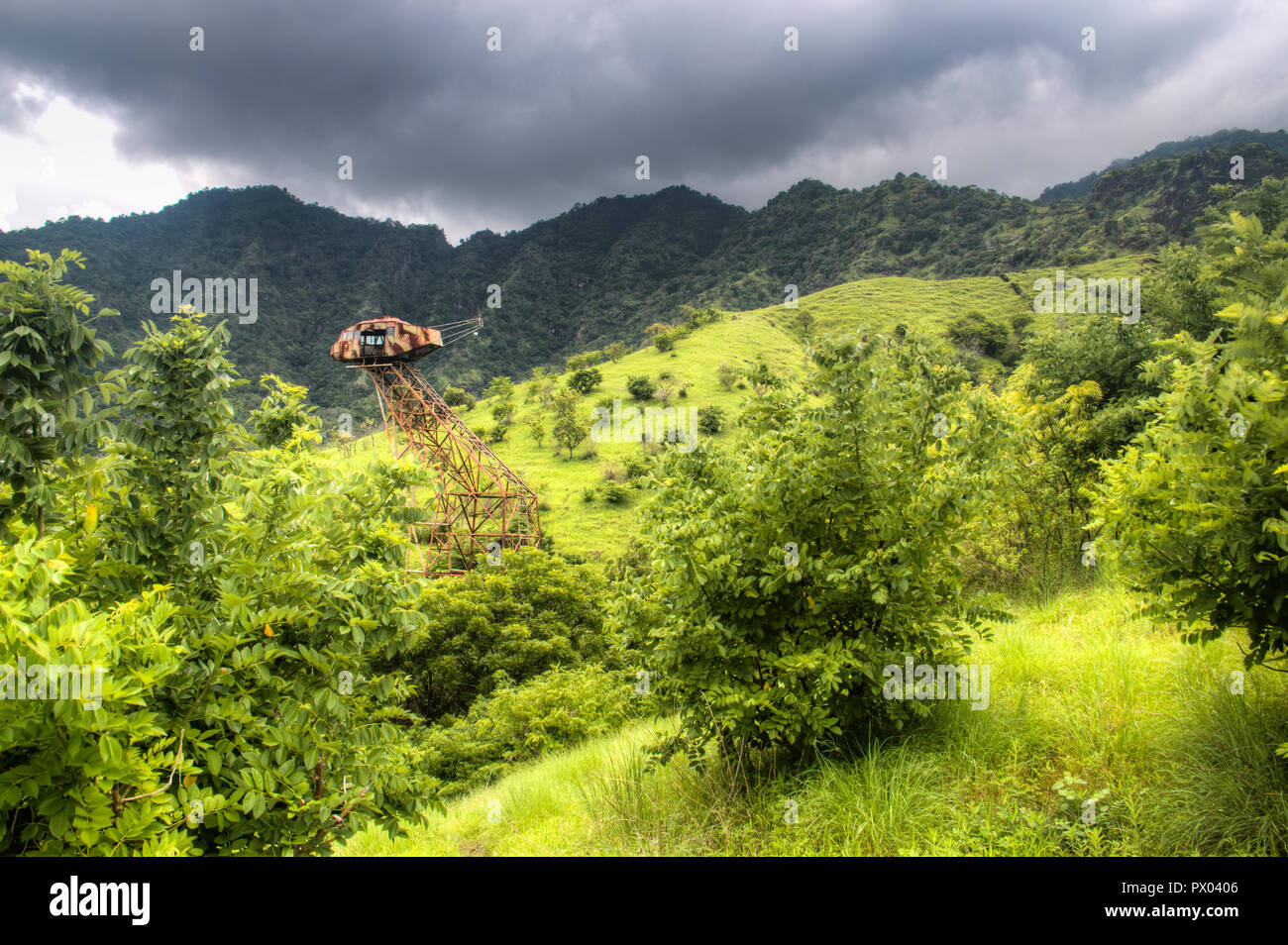 Landscape with old war symbols in Pemuteran in Bali, Indonesia Stock ...