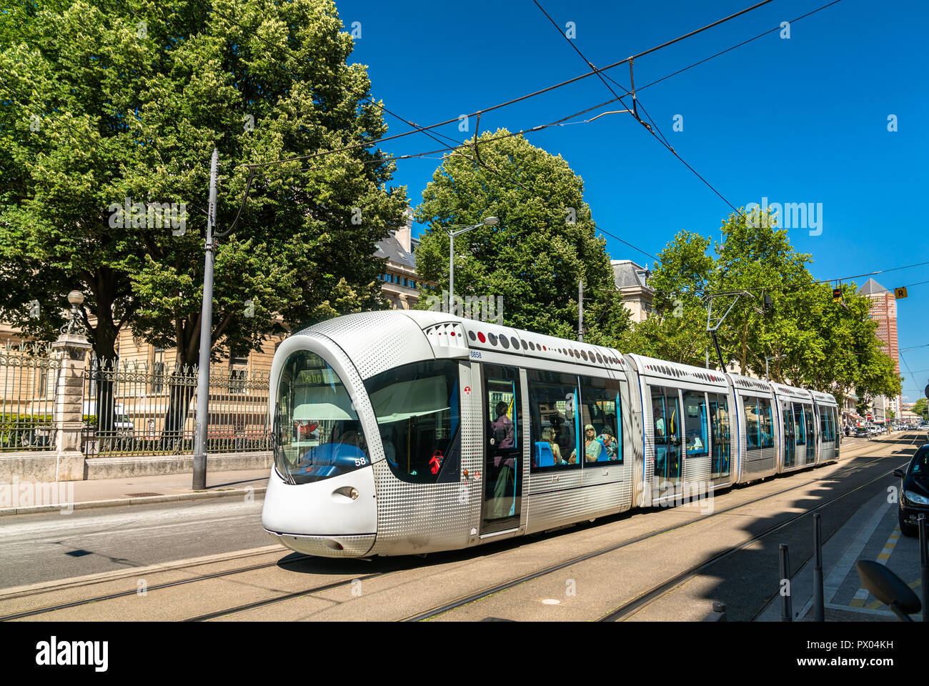 Alstom Citadis 302 tram in Lyon, France Stock Photo - Alamy