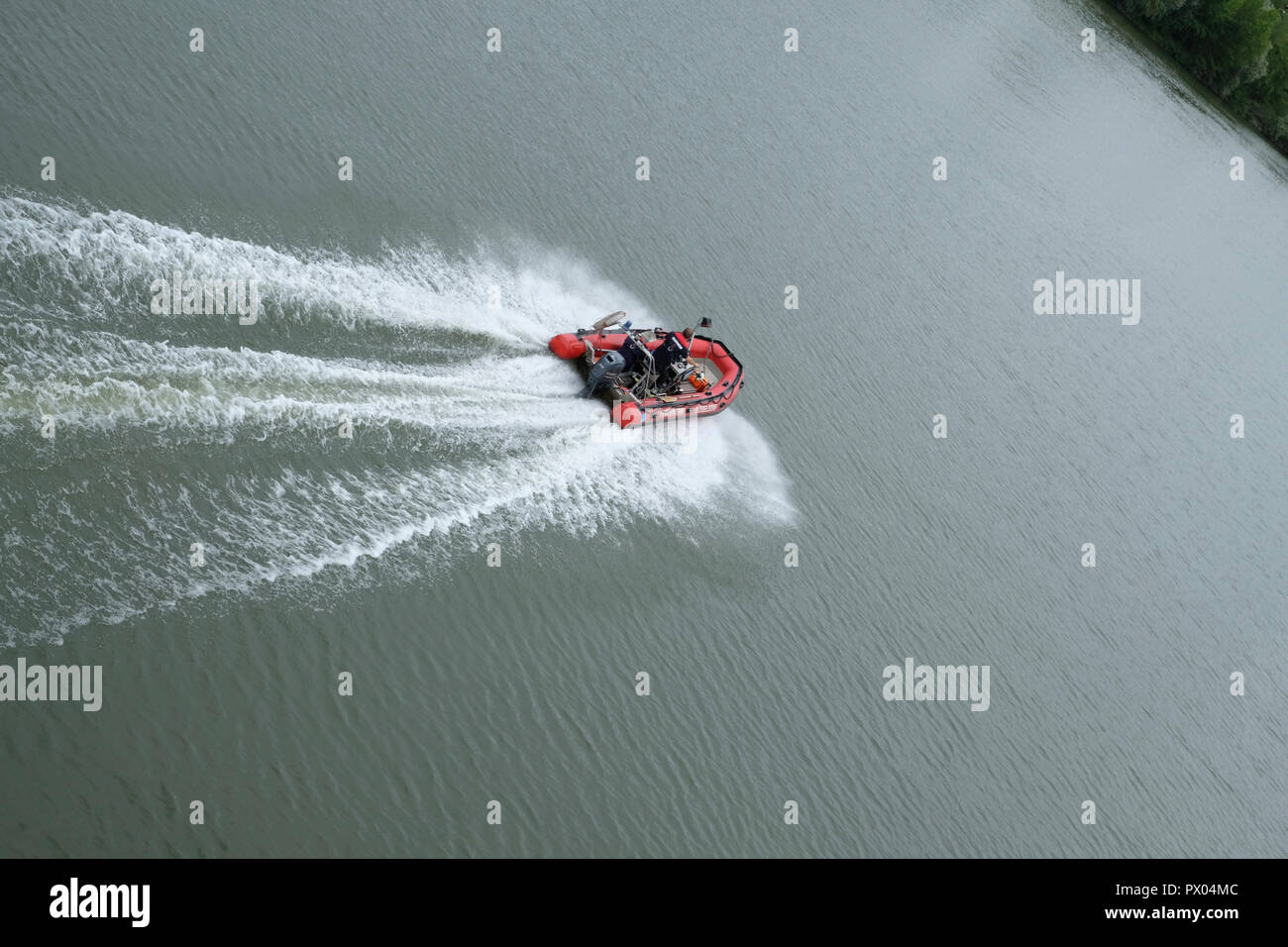 Speed Boat River Top View Stock Photo - Alamy