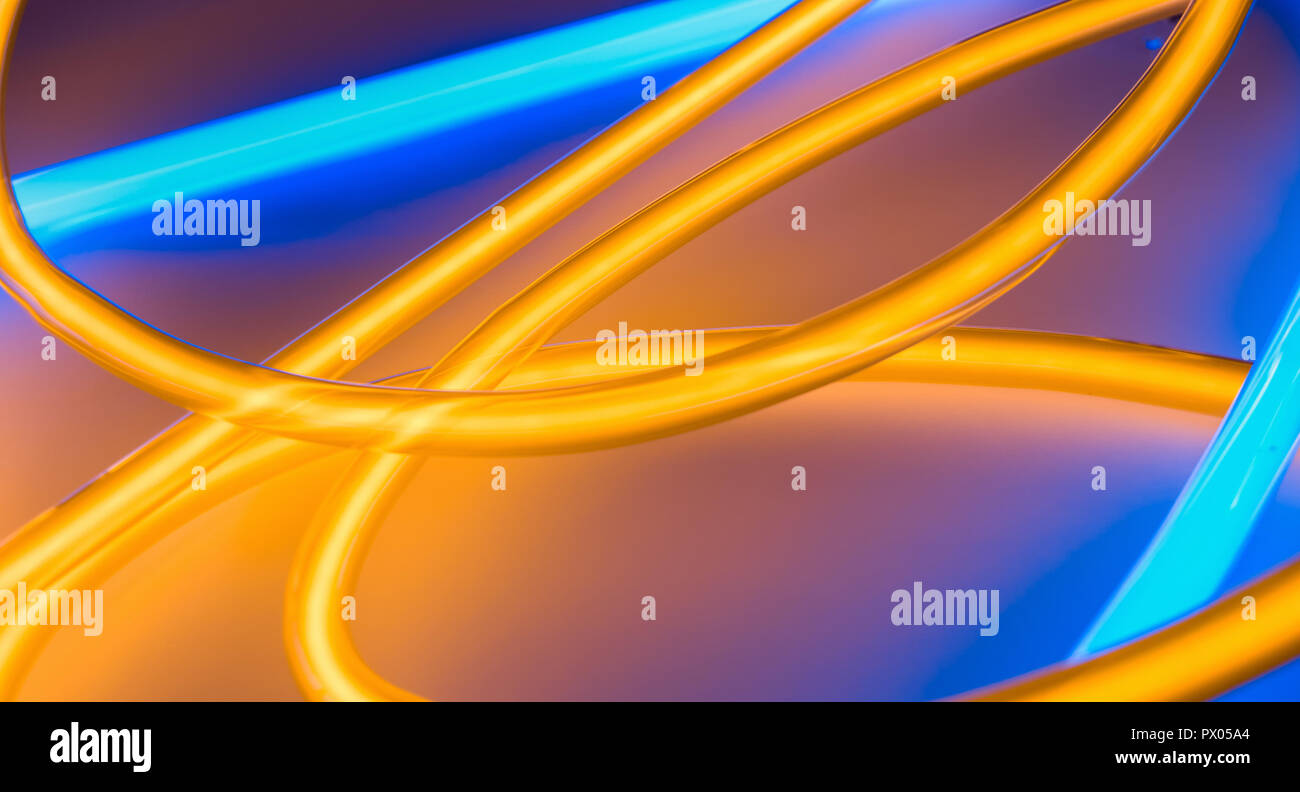 Neon abstract gold blue color light sign Stock Photo - Alamy