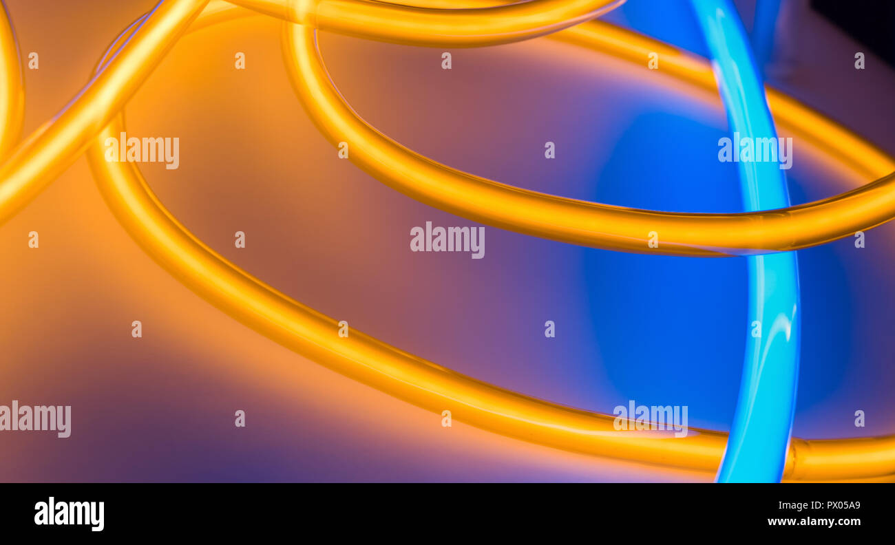 Orange and blue lighting neon light Stock Photo - Alamy