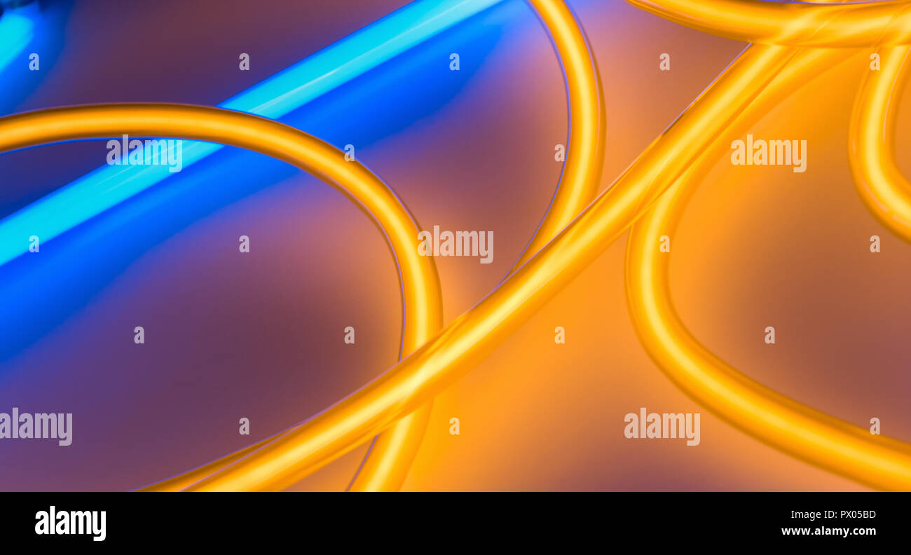 Neon glass tube lighting, circle shape sign Stock Photo - Alamy