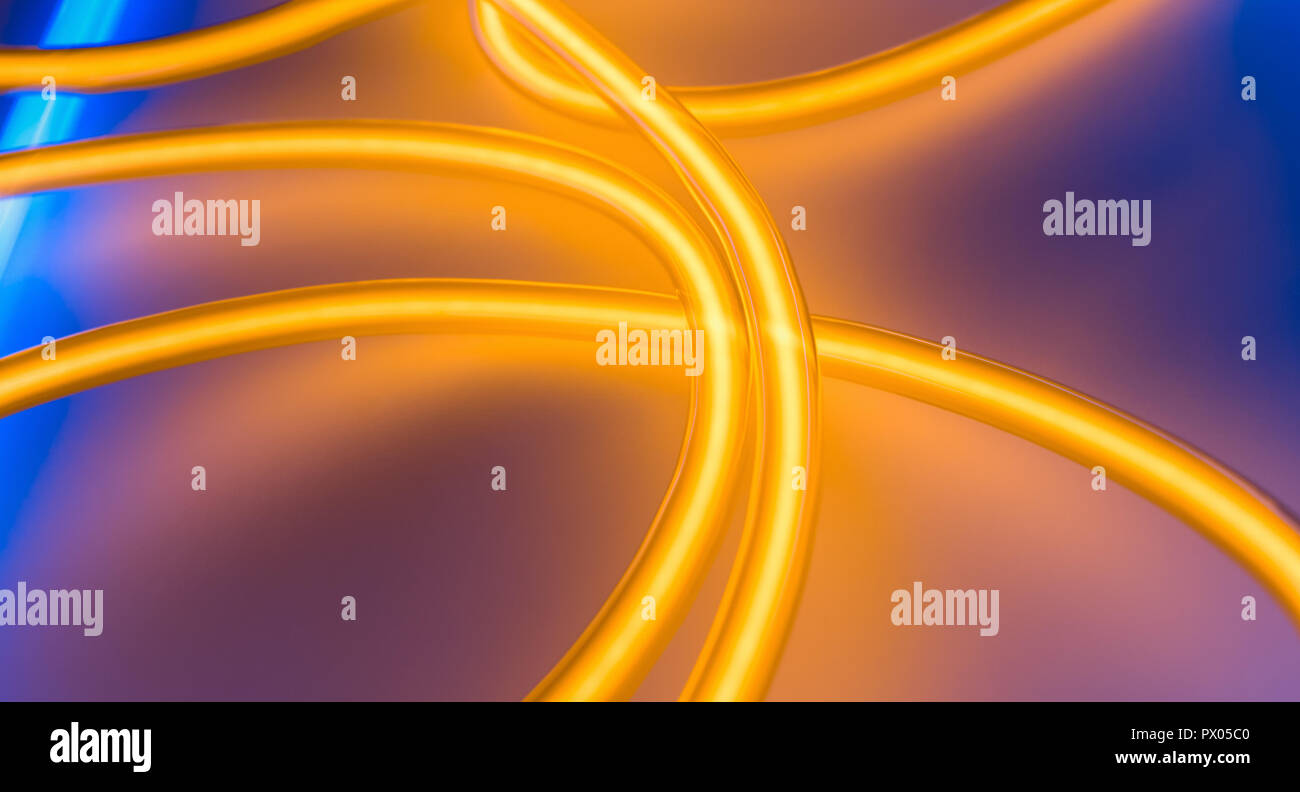 Lighting circle shape orange blue neon lamp Stock Photo - Alamy