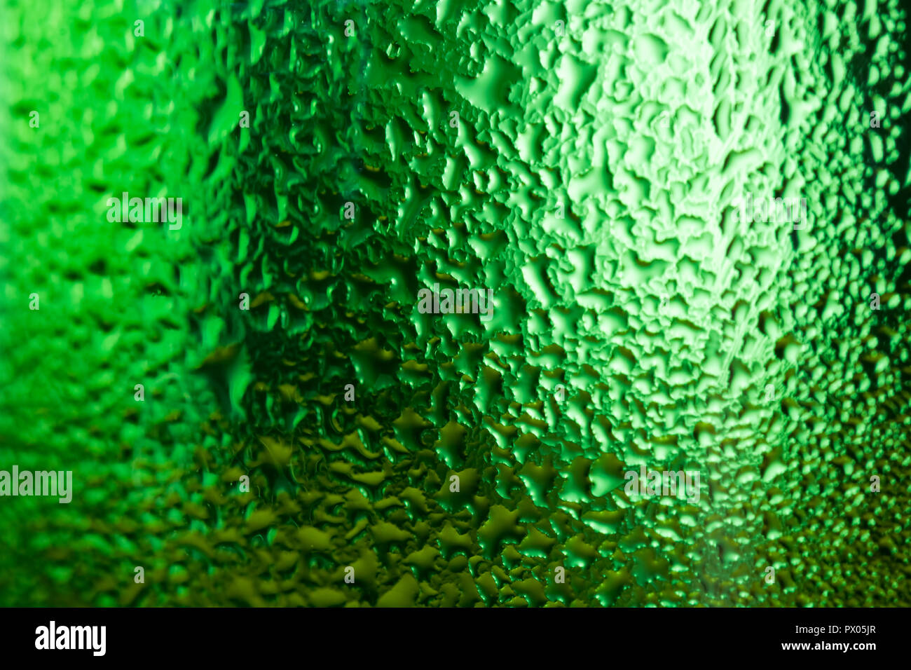 Water condensed on green glass surface abstract background Stock Photo ...