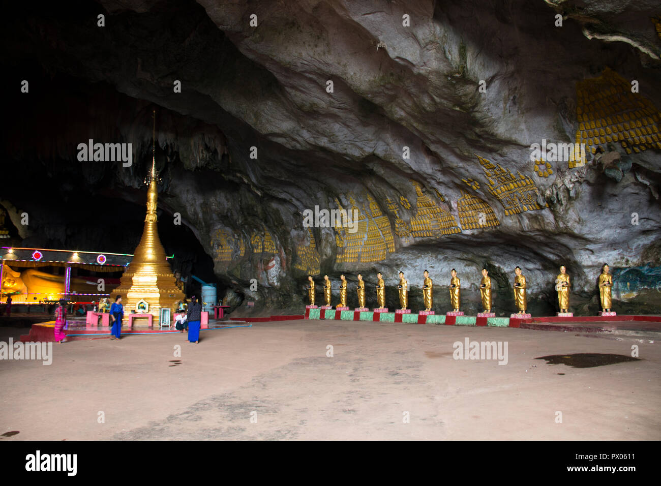 HPA-AN, MYANMAR – MARCH 2018: Religious statues in the Sadan cave near ...