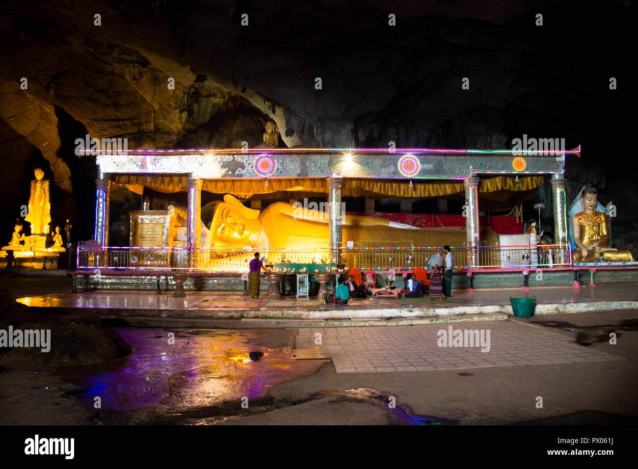 HPA-AN, MYANMAR – MARCH 2018: Religious statues in the Sadan cave near ...