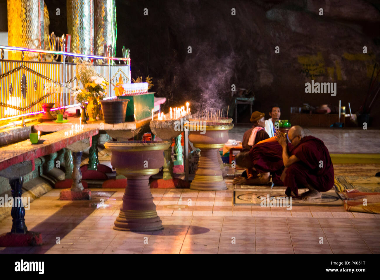 HPA-AN, MYANMAR – MARCH 2018: Religious statues in the Sadan cave near ...