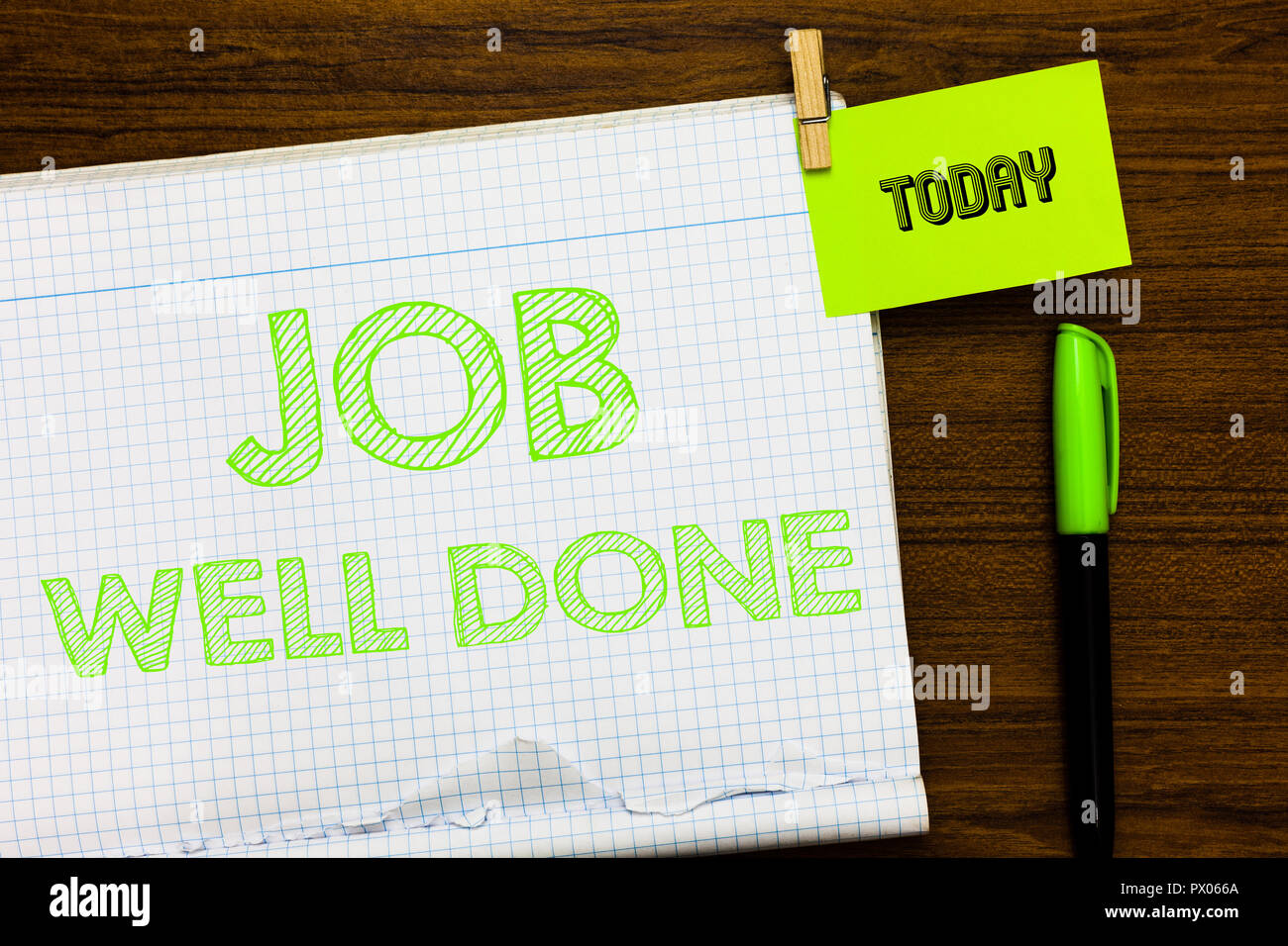 Writing note showing Job Well Done. Business photo showcasing Well ...
