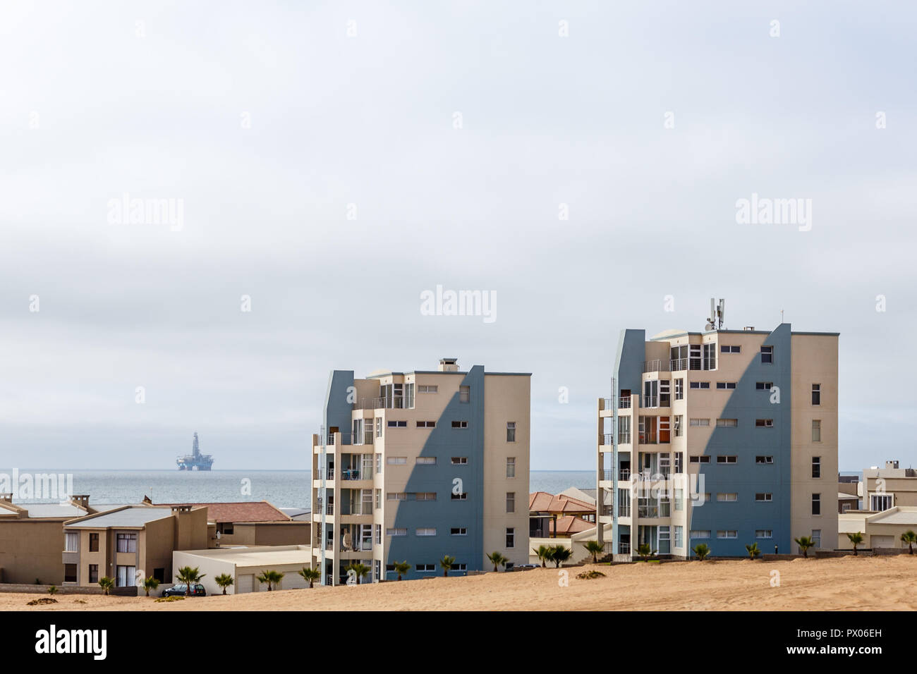 Modern houses of Dolfynstrand resort at the seaside, close to Walvis ...