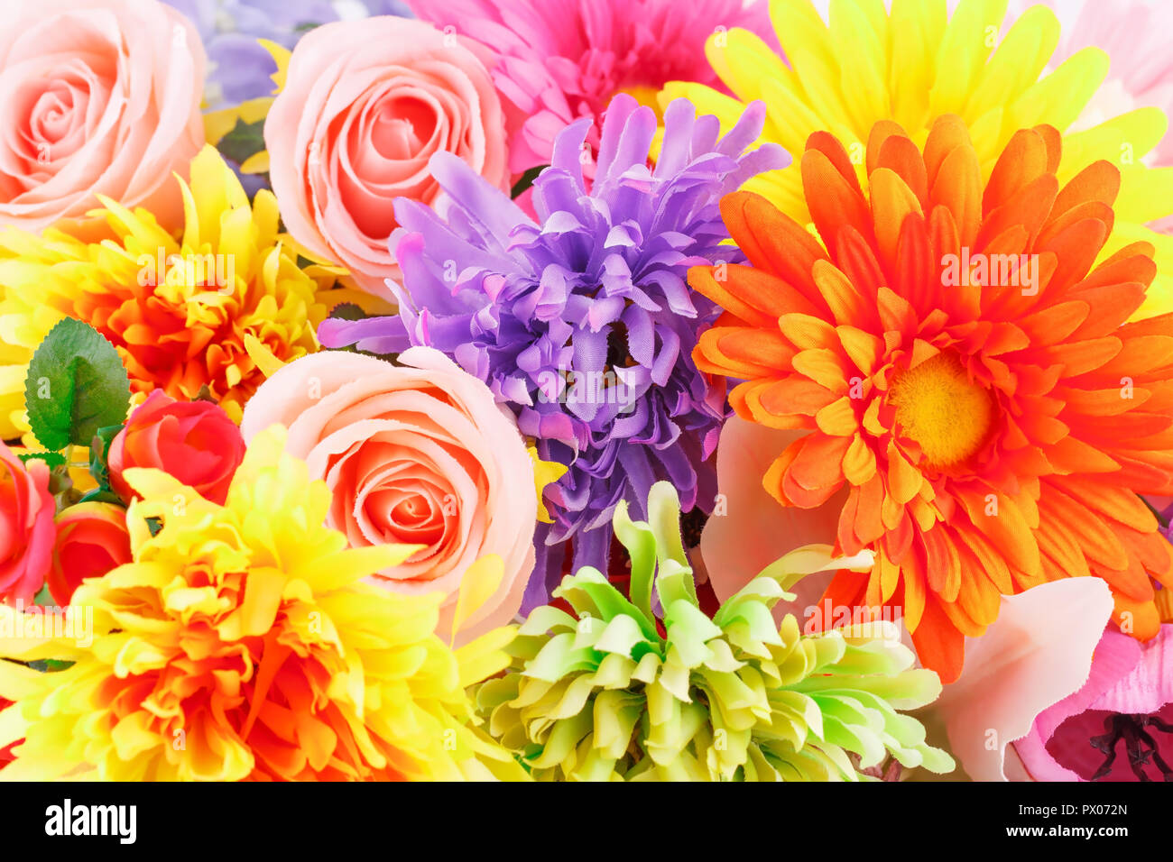 Colorful fabric flowers closeup picture Stock Photo - Alamy