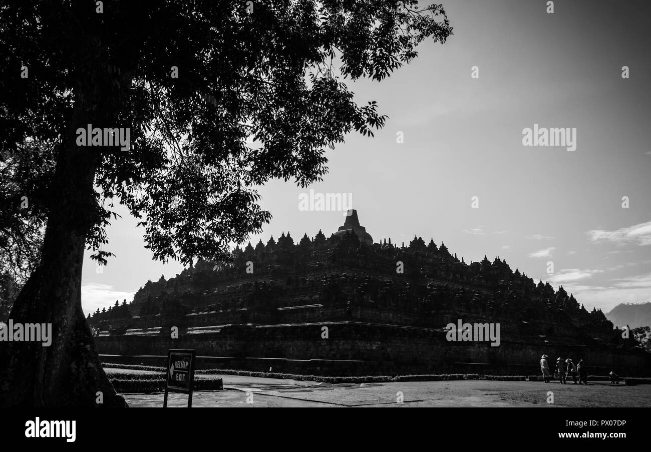 Inside borobudur temple Black and White Stock Photos & Images - Alamy
