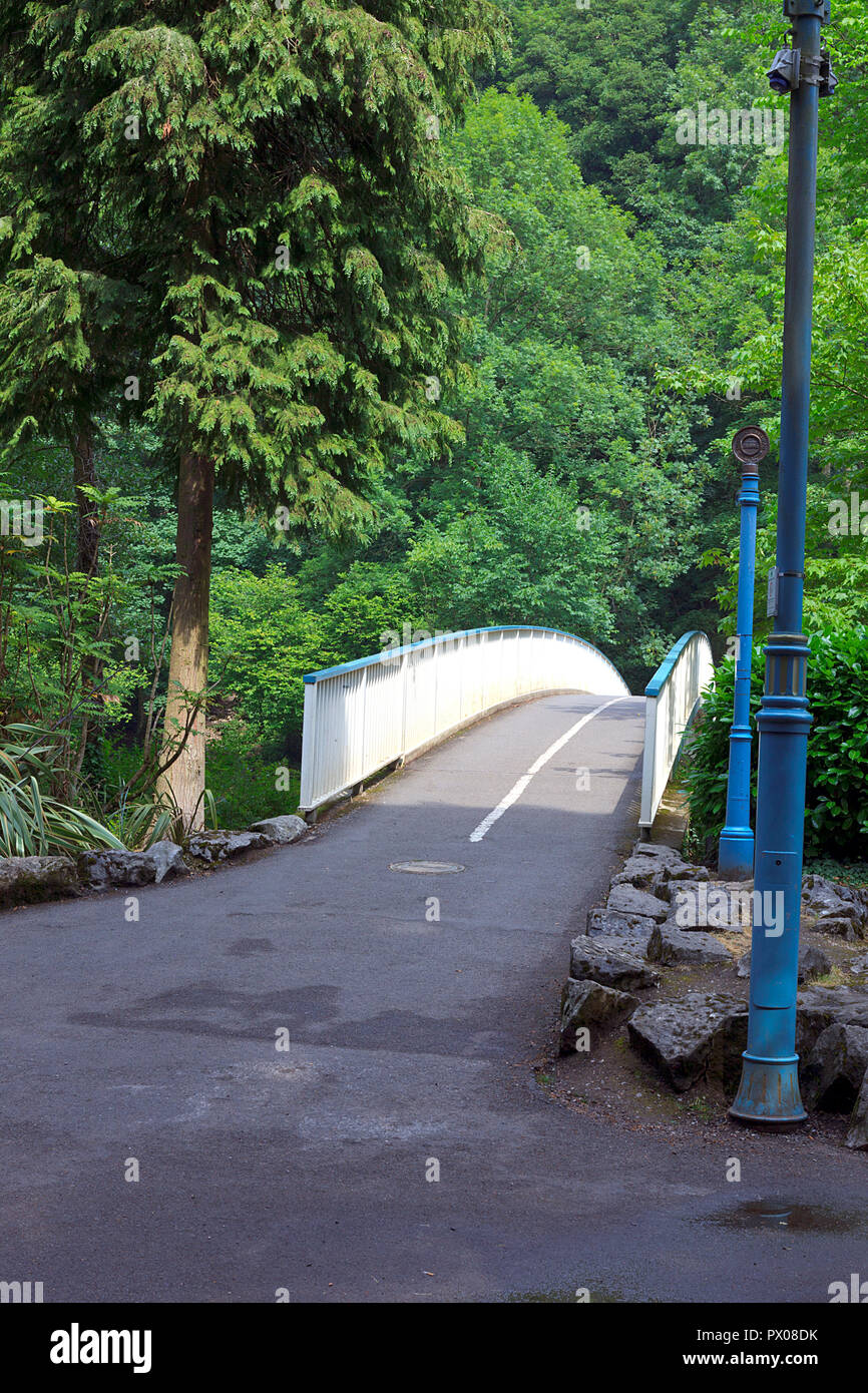 Footbridge over the River Derwent in Derwent Gardens Matlock Bath ...