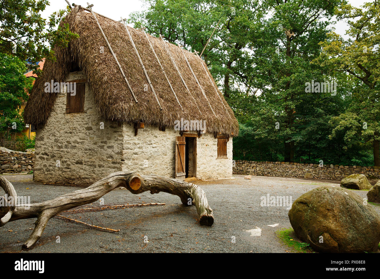 Traditional old farm at Skansen park, the first open-air museum and zoo ...
