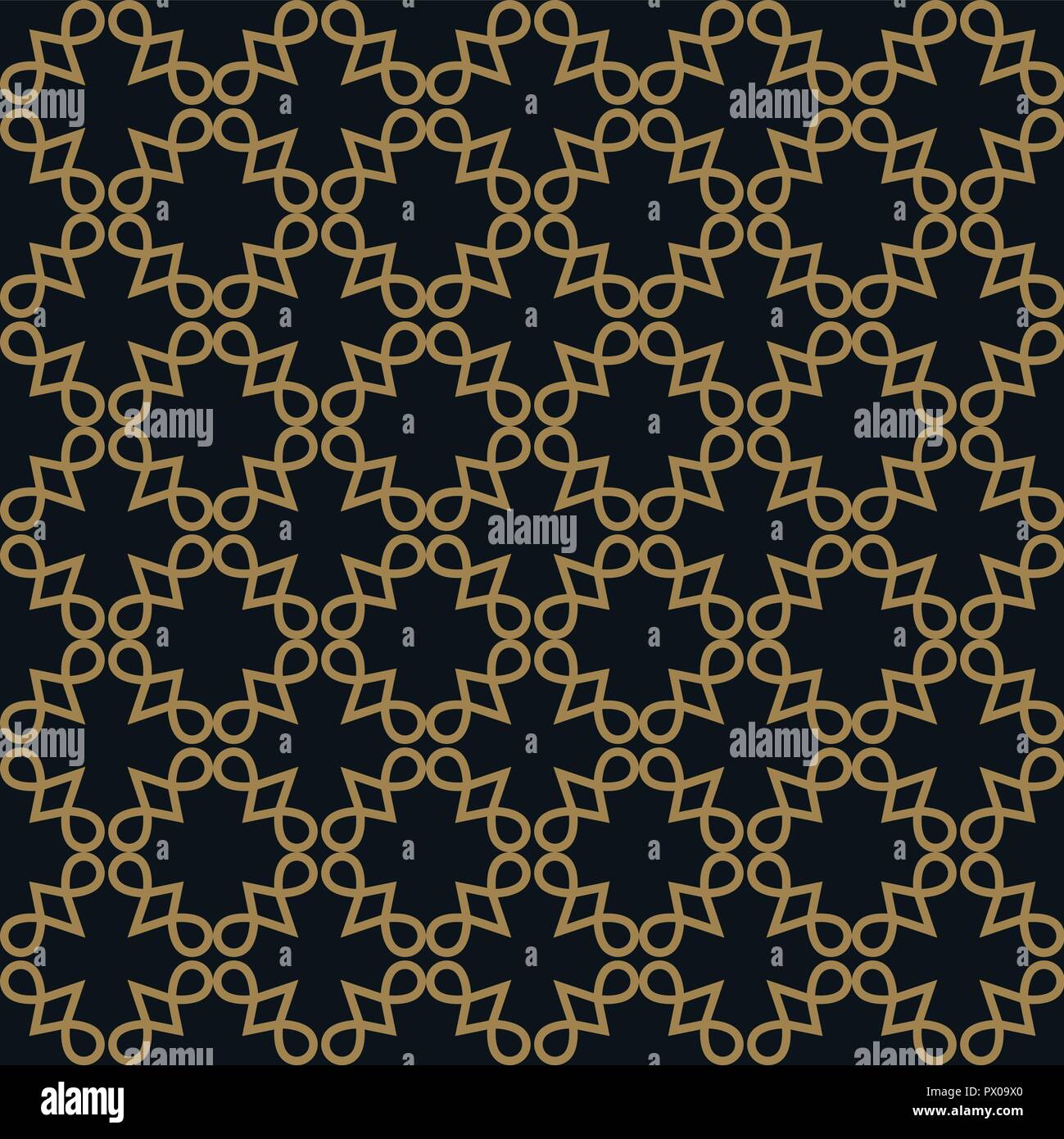 Seamless pattern of intersecting thin gold lines on black background ...