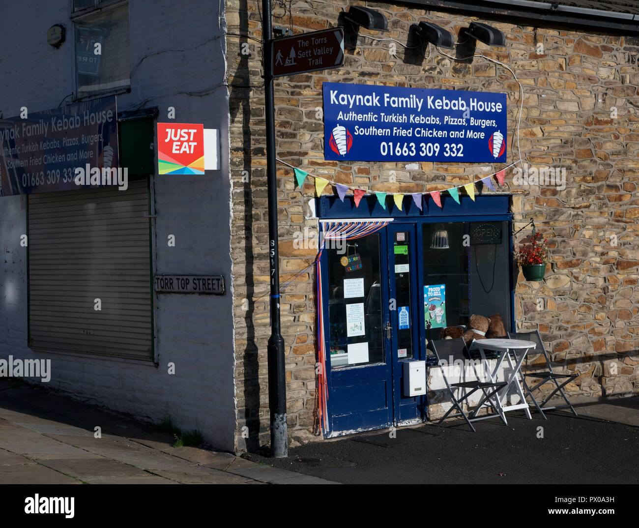A Just Eat food outlet in New Mills, Derbyshire, UK Stock Photo - Alamy
