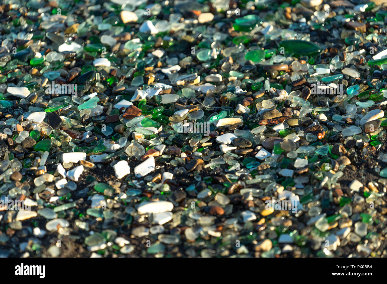 colorful glass pebbles blanket this beach in Vladivostok,Russia, the ...