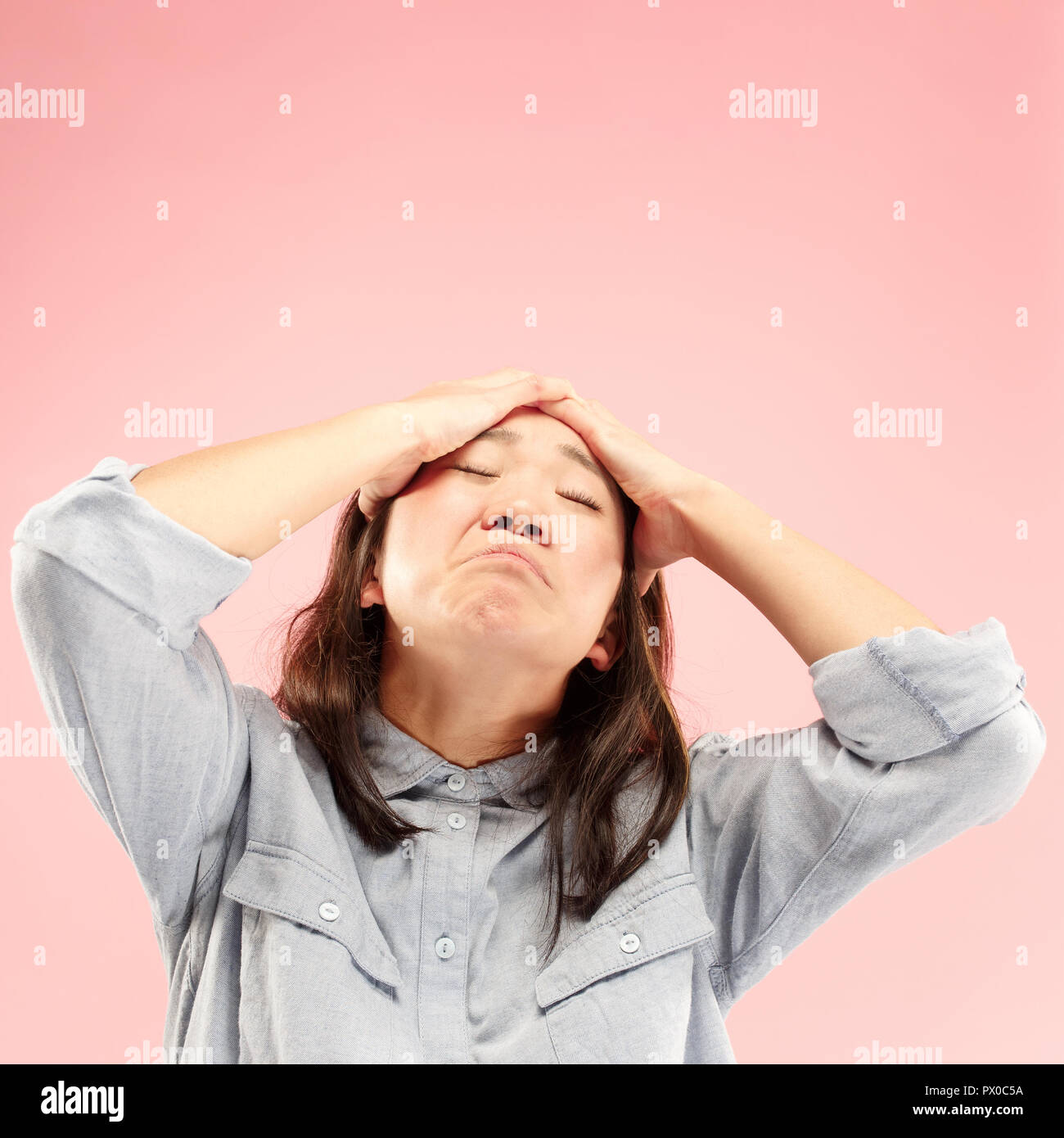 Why is that. Beautiful female half-length portrait isolated on trendy ...